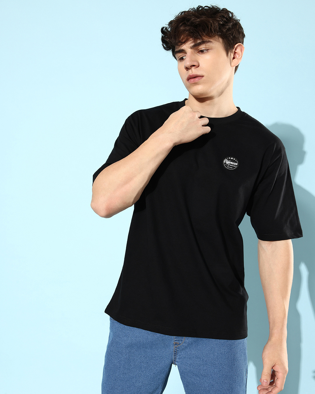Buy Men's Black Graphic Printed Oversized T-shirt Online at Bewakoof