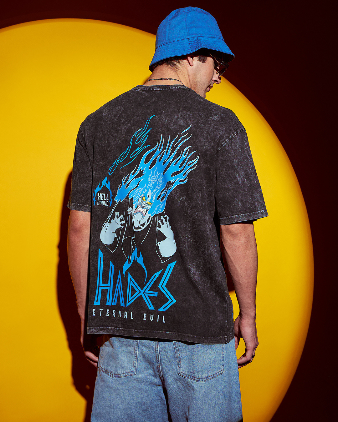 Buy Men's Black Hell Bound Graphic Printed Oversized T-shirt Online at ...