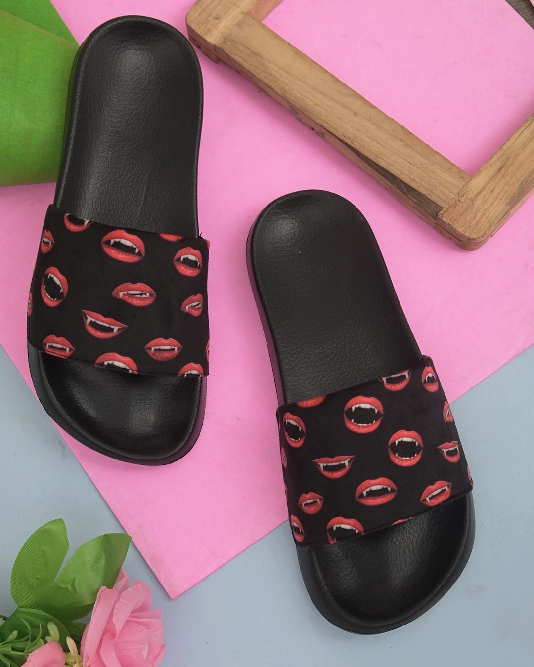 Buy Men's Black Printed Sliders Online in India at Bewakoof