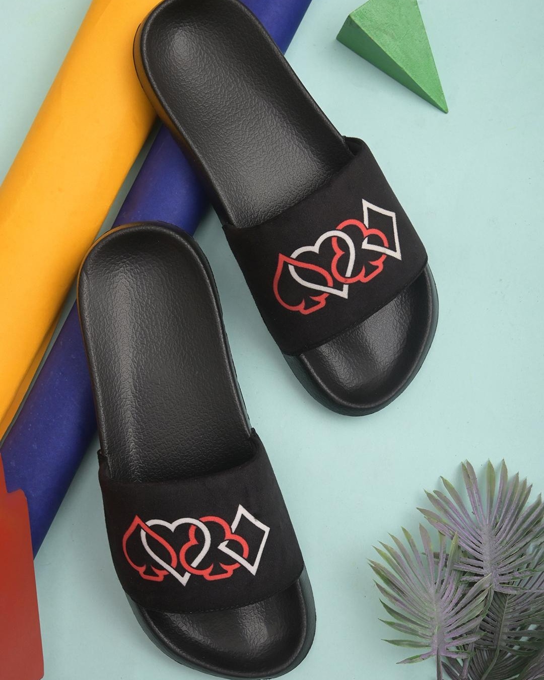 Buy Men's Black Printed Sliders Online in India at Bewakoof