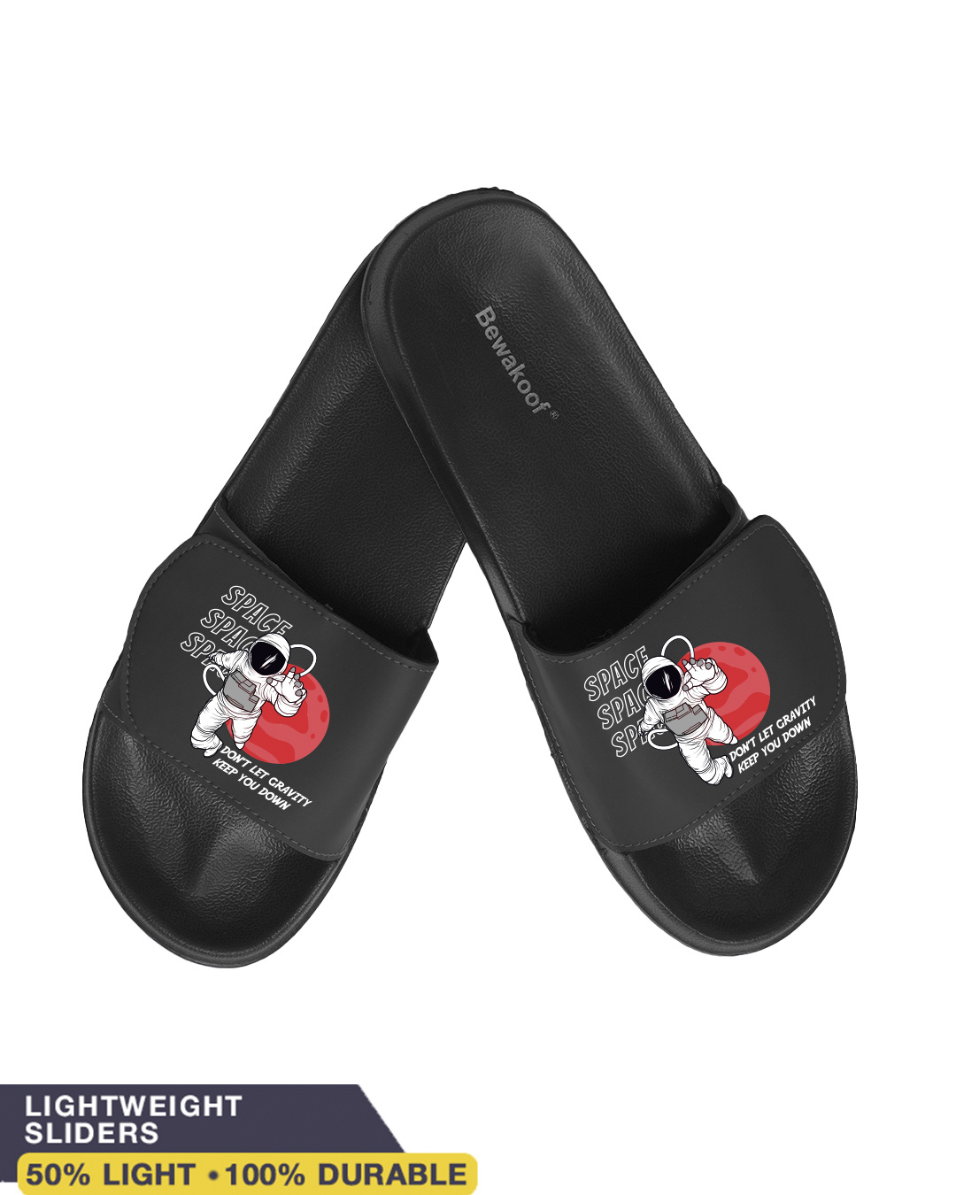 Buy Men's Black Gravitate Printed Velcro Sliders Online in India at ...