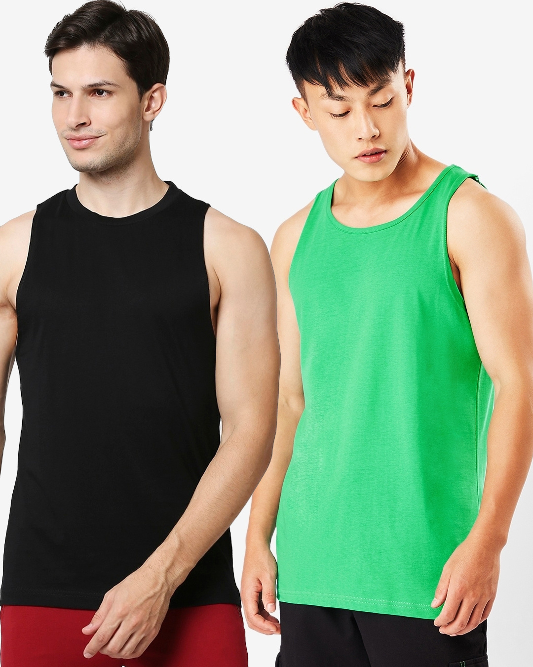 Buy Pack of 2 Men's Black & Deep Mint Green Oversized Vest Online at ...