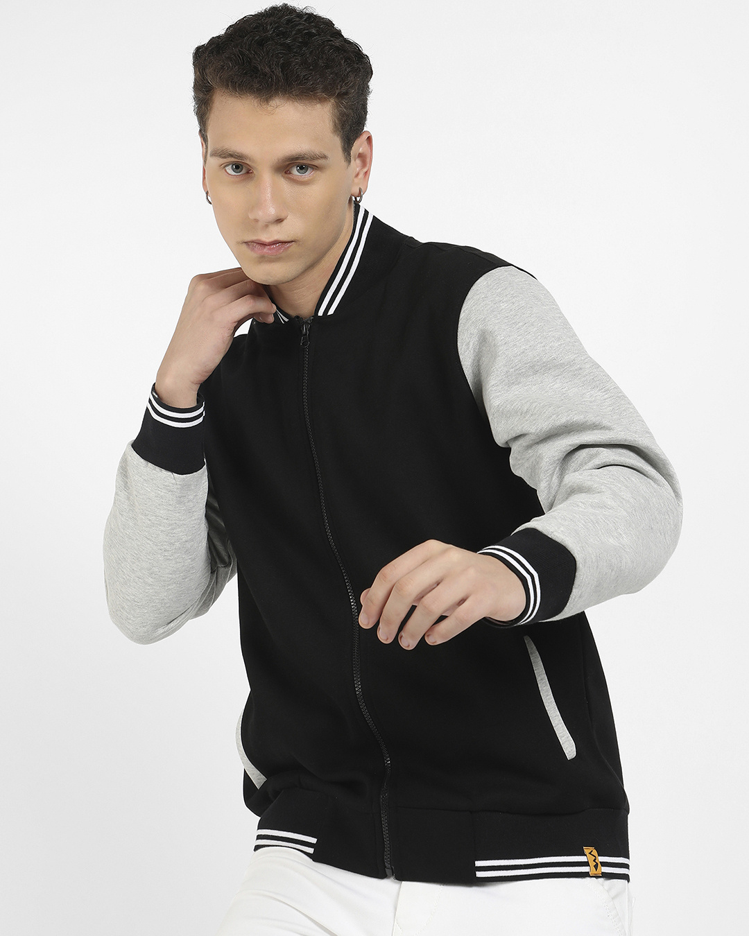 Buy Men's Black & Grey Color Block Jacket Online at Bewakoof