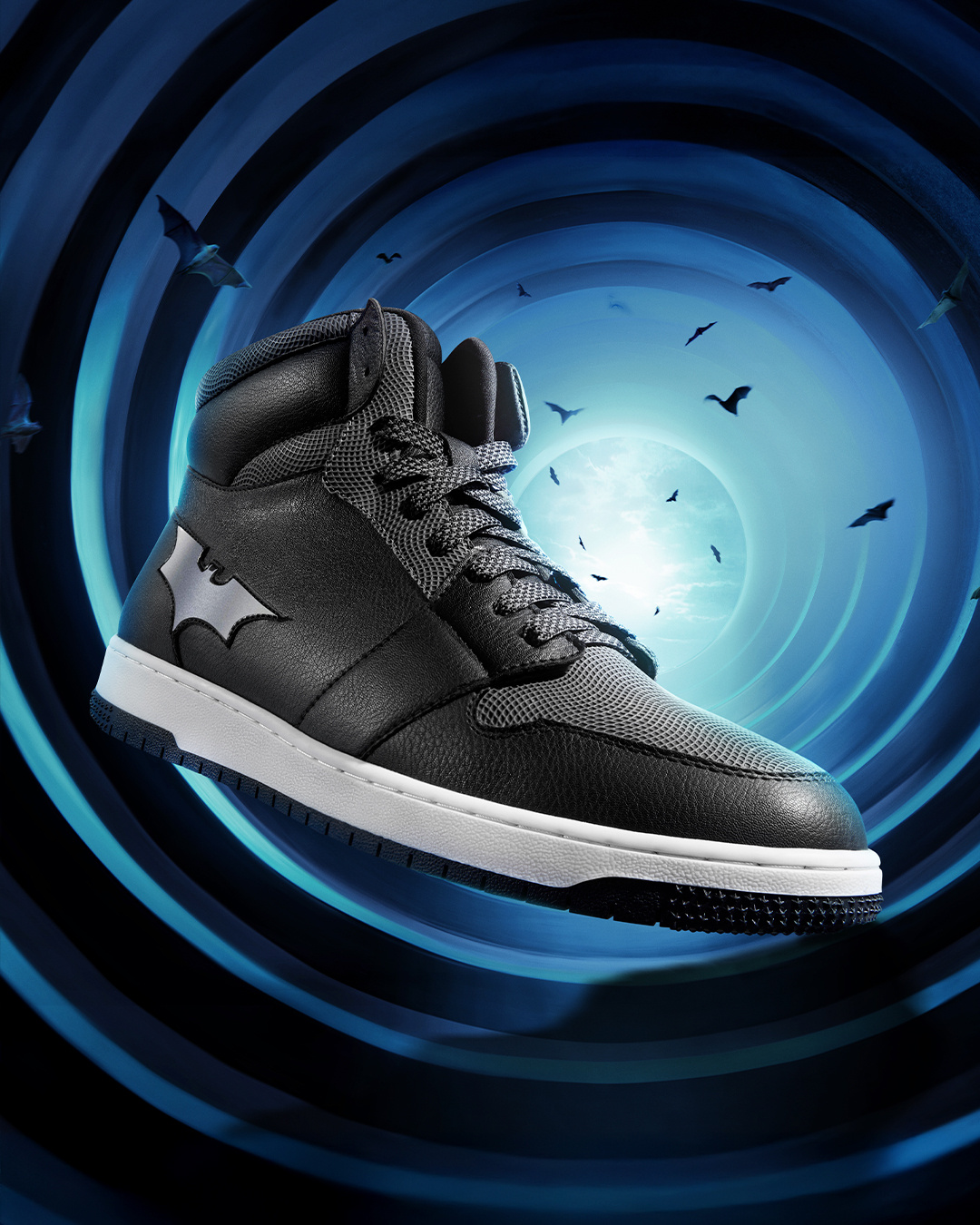 Buy Men's Black & Grey Dark Knight Reflective Color Block High Top ...