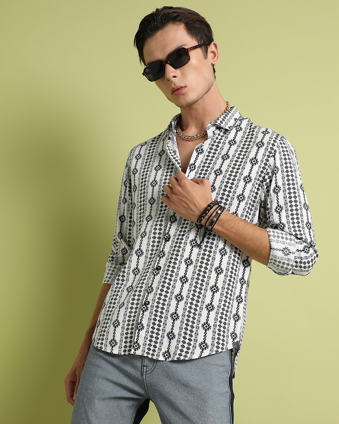 Buy Men's Black & Grey Geometric Aztec Printed Shirt Online at Bewakoof