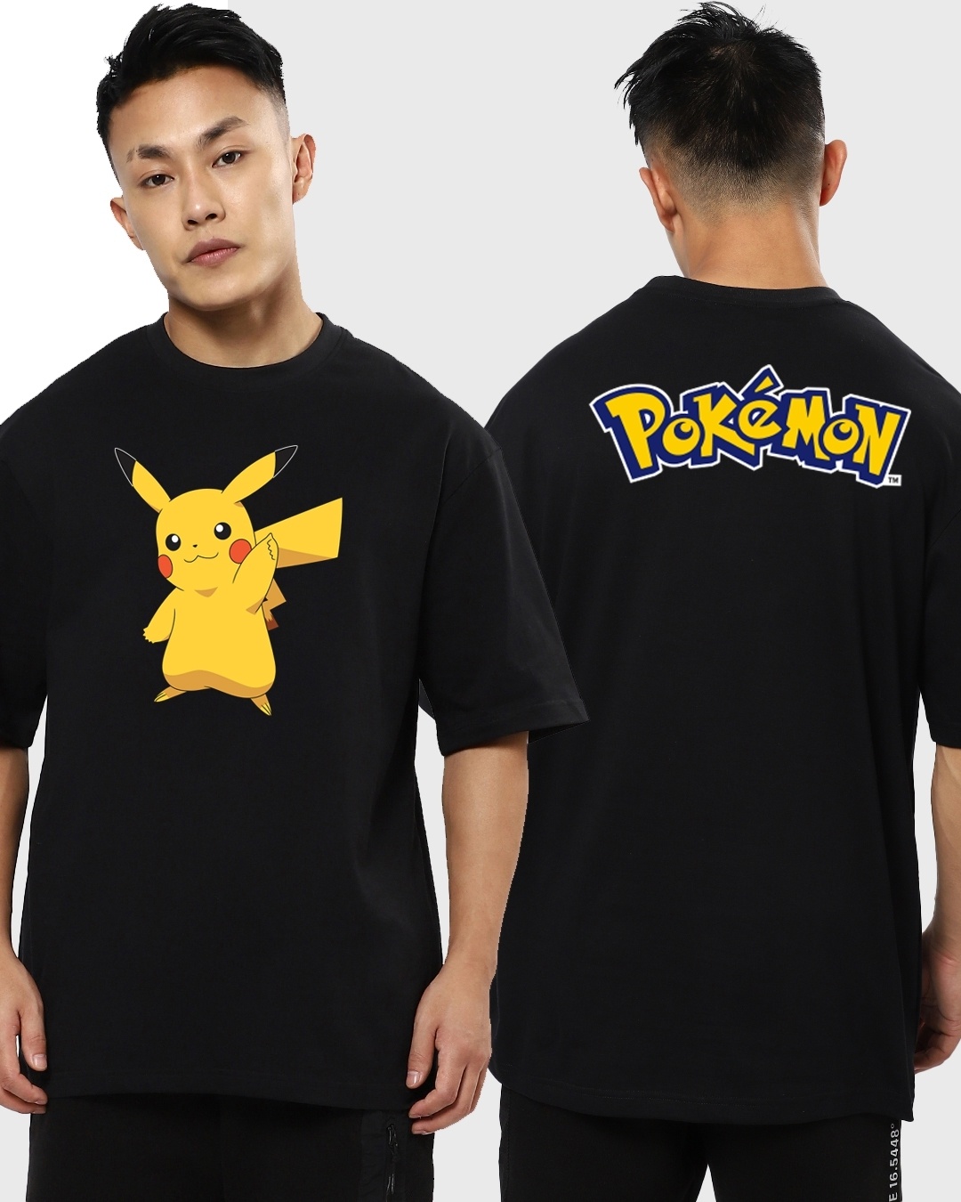 Buy Men's Black Happy Pika Graphic Printed Oversized T-shirt Online at ...