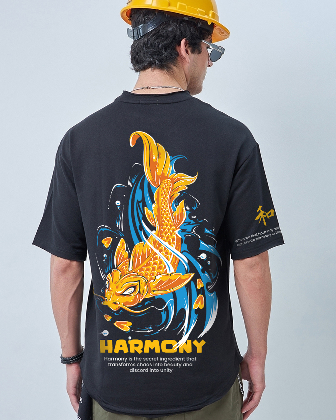 Buy Men's Black Harmony Graphic Printed Oversized T-shirt Online at Bewakoof