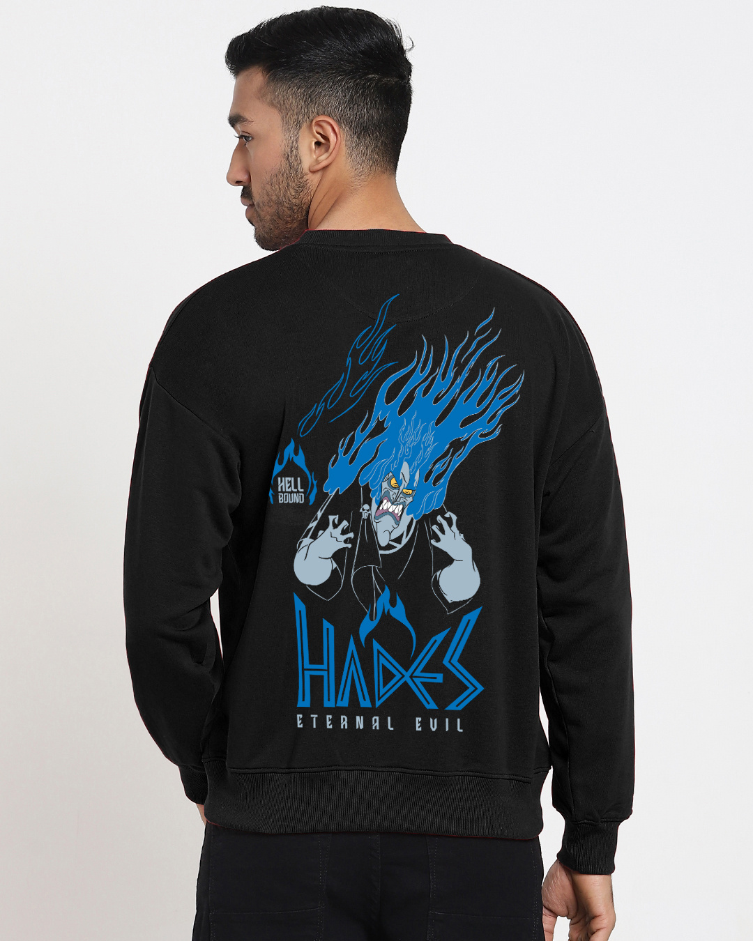 Buy Men's Black Hell Bound Graphic Printed Oversized Sweatshirt Online at Bewakoof