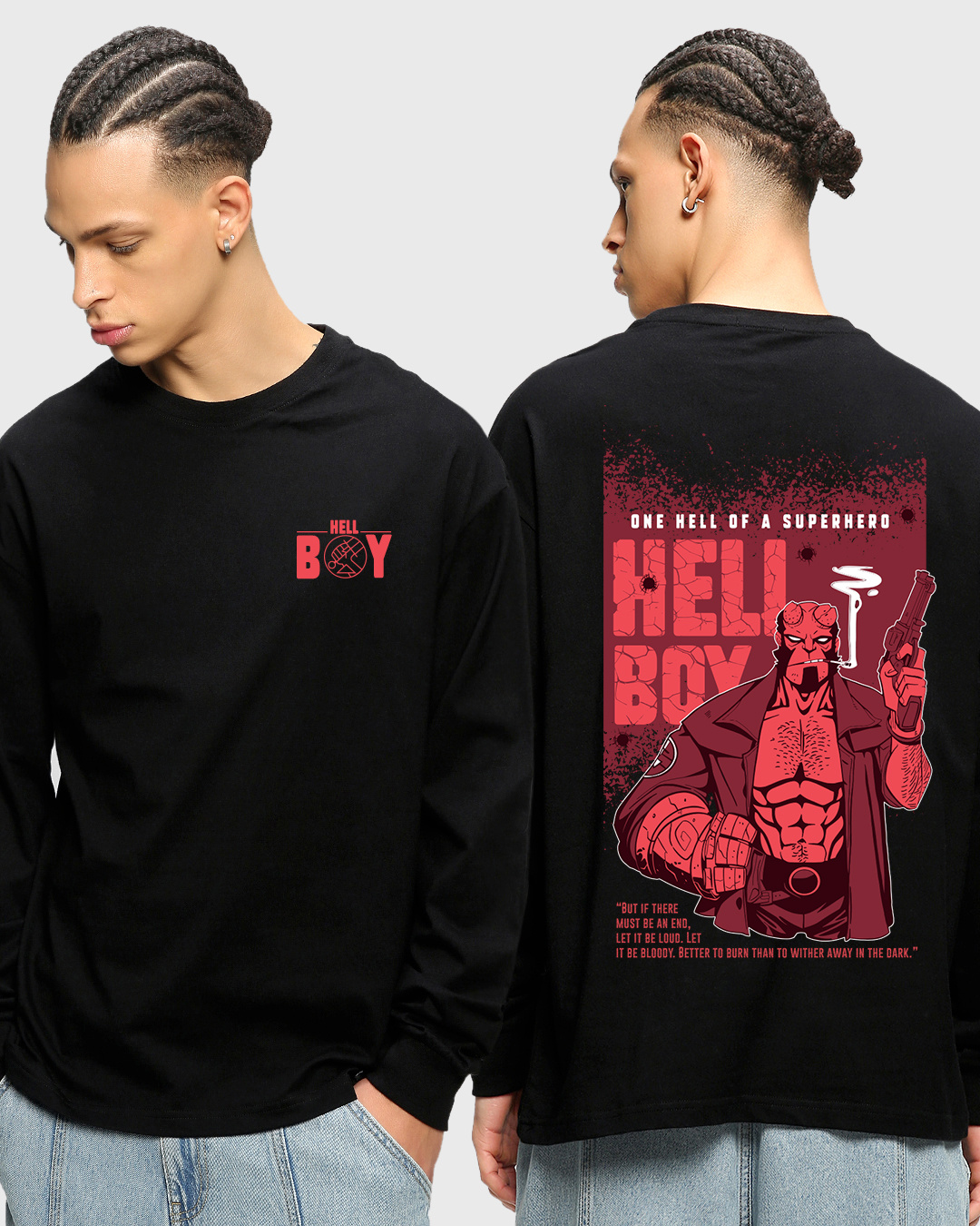 Buy Men's Black Hell Boy Graphic Printed Oversized T-shirt Online at ...