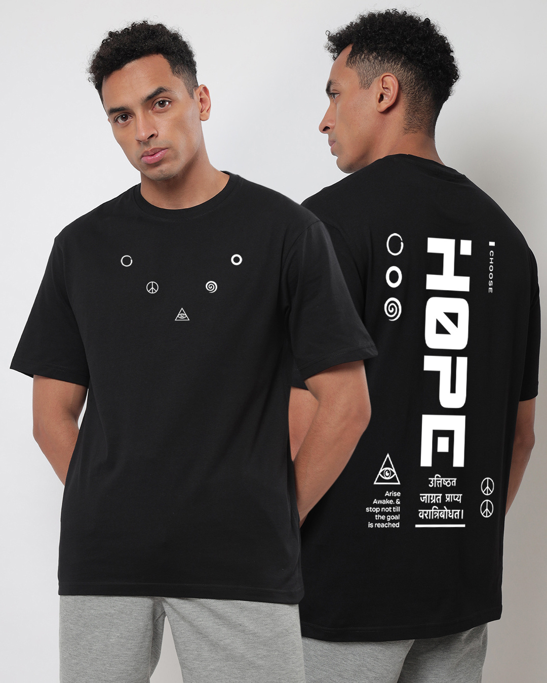 Buy Men's Black Hope Street Typography Oversized T-shirt for Men black Online at Bewakoof
