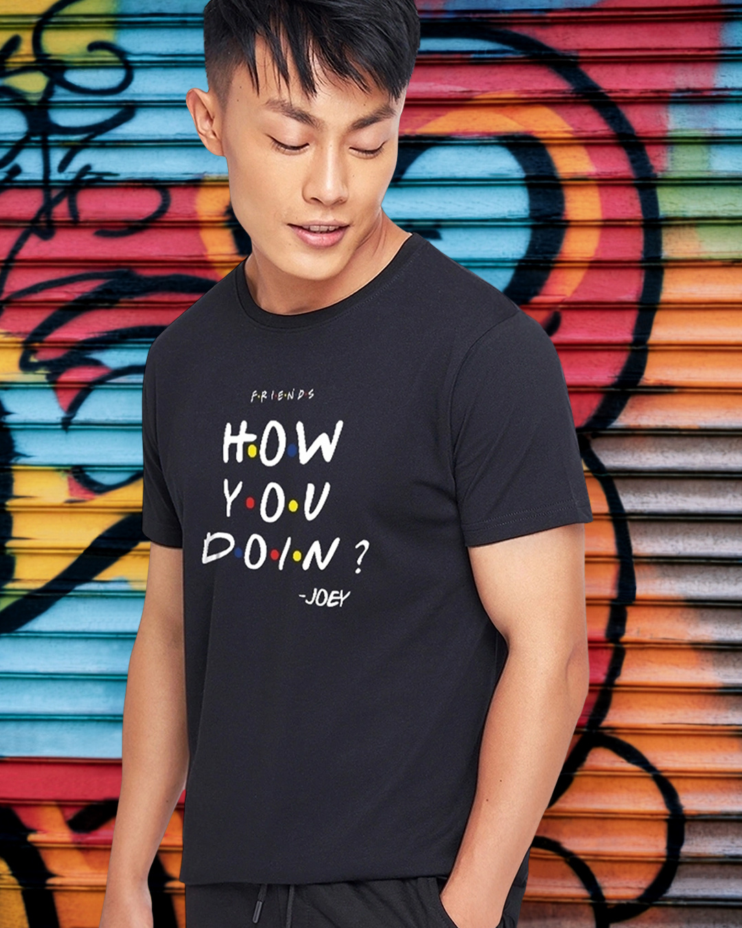 Buy Men's Black How You Doin Graphic Printed T-shirt Online at Bewakoof