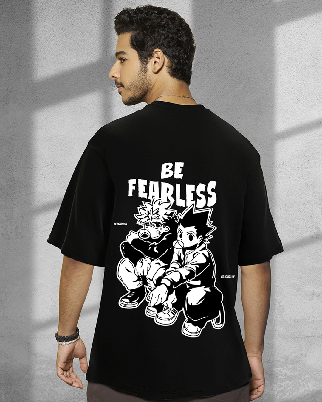 Buy Men's Black Hunter X Hunter Graphic Printed Oversized T-shirt Online at Bewakoof