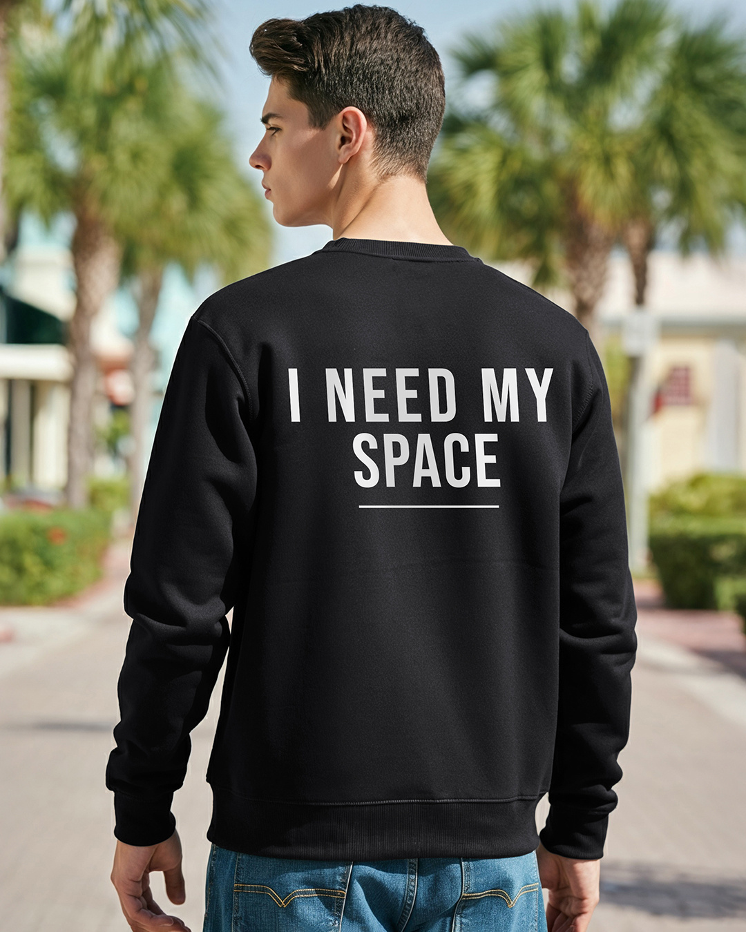 Buy Men's Black I Need My Space NASA Typography Sweatshirt Online at ...