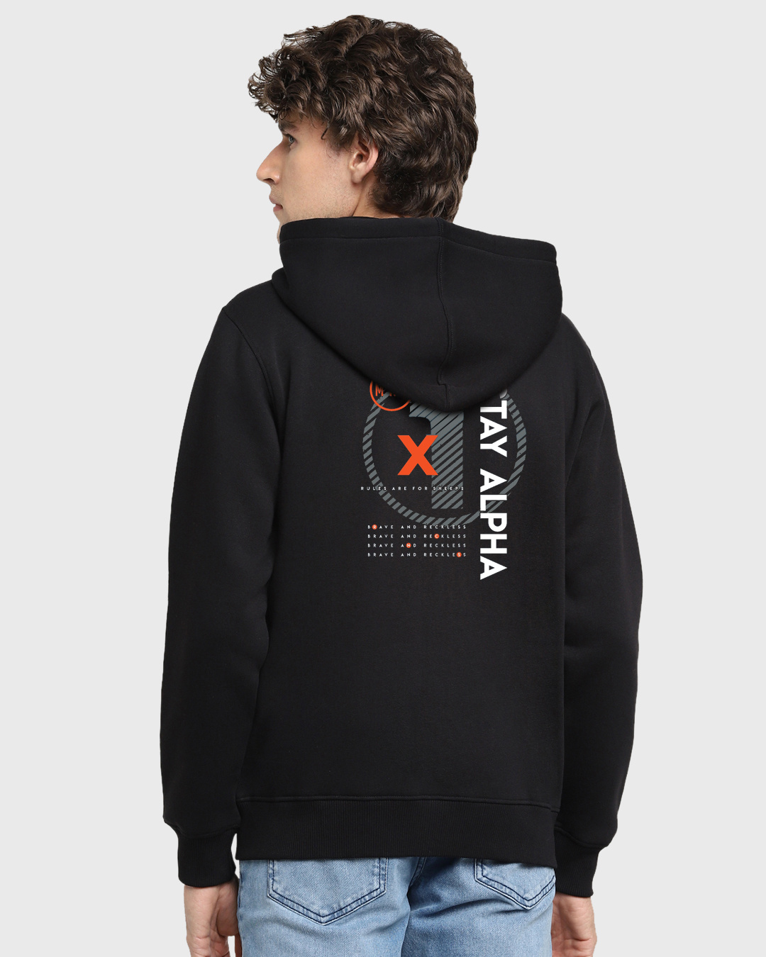 Buy Men's Black Stay Alpha Graphic Printed Hoodies Online at Bewakoof