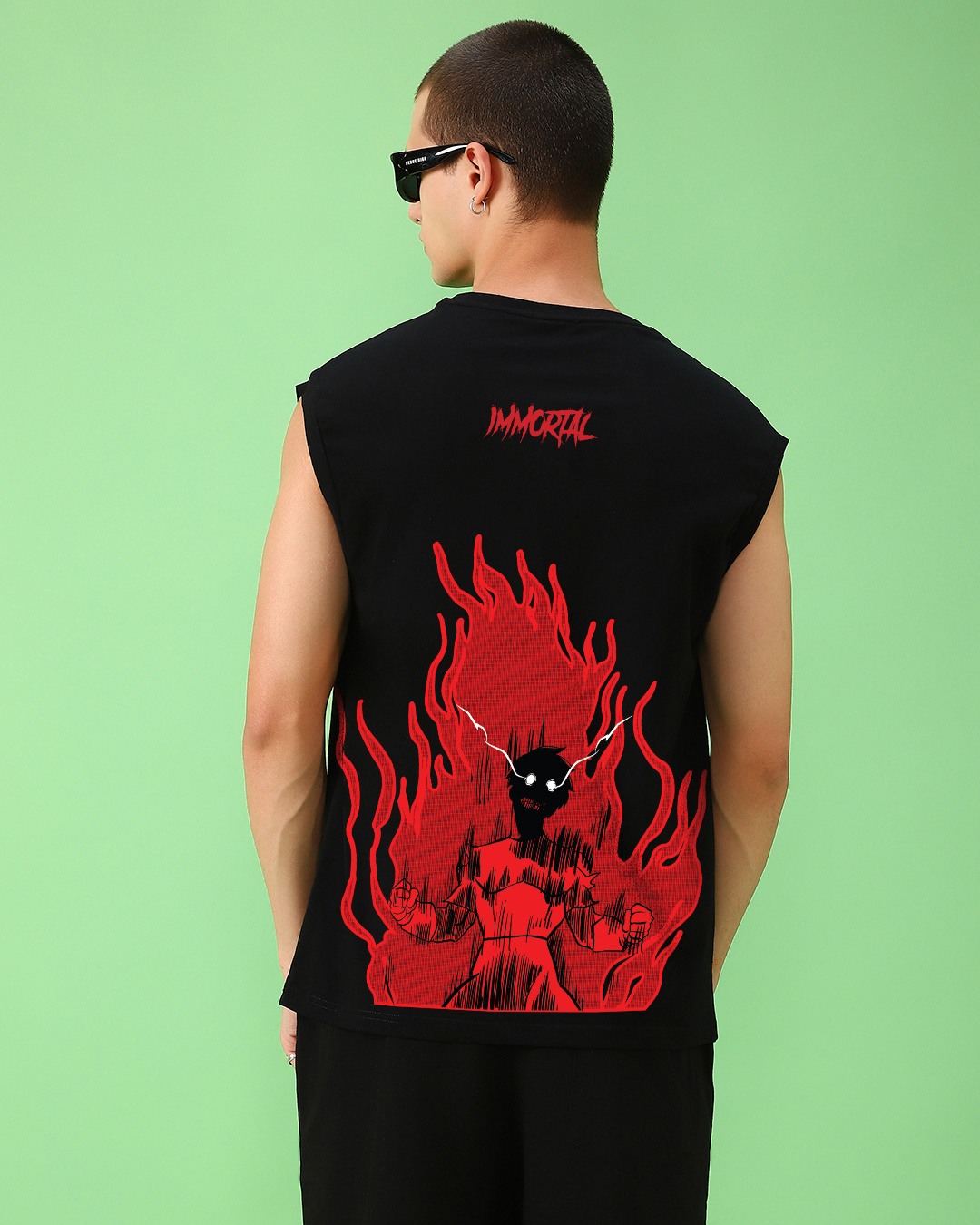 Buy Men's Black Immortal Graphic Printed Oversized Vest Online at Bewakoof