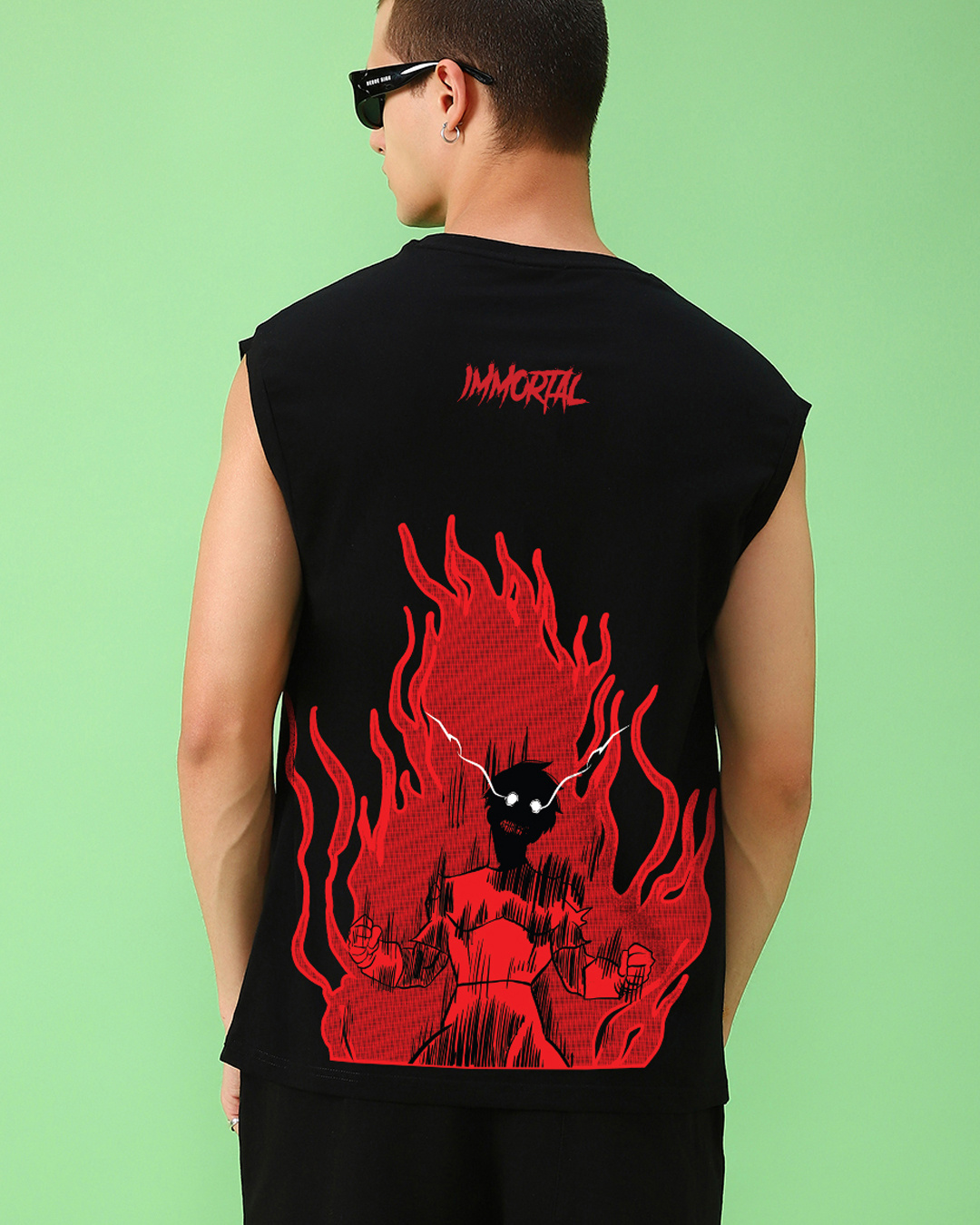 Buy Men's Black Immortal Graphic Printed Oversized Vest Online at Bewakoof