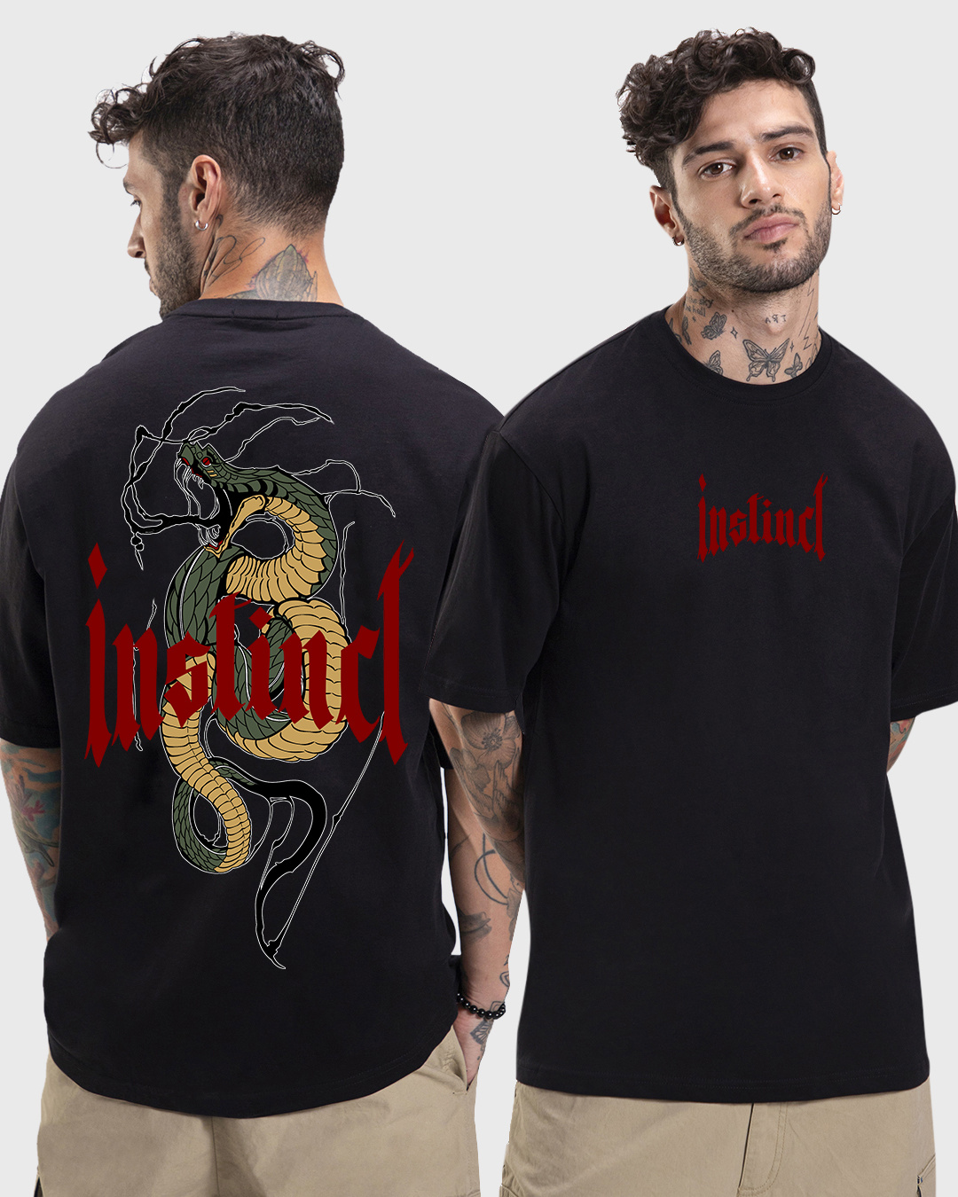 Buy Men's Black Instinct Graphic Printed Oversized T-shirt for Men ...