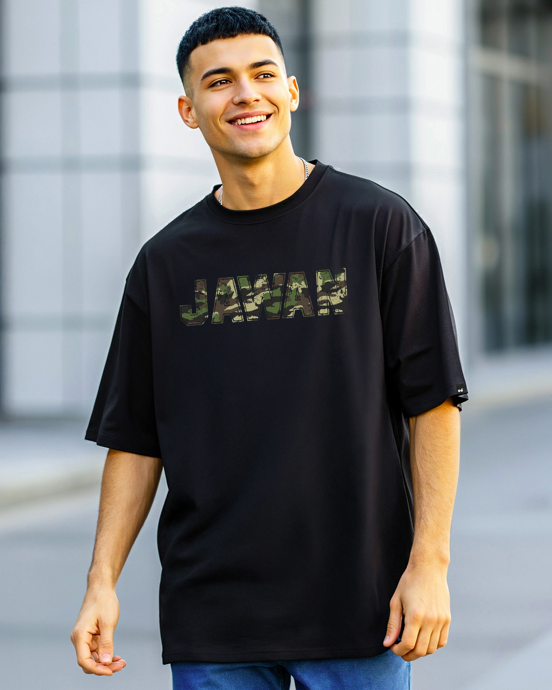 Buy Men's Black Jawan Graphic Printed Oversized T-shirt Online at Bewakoof