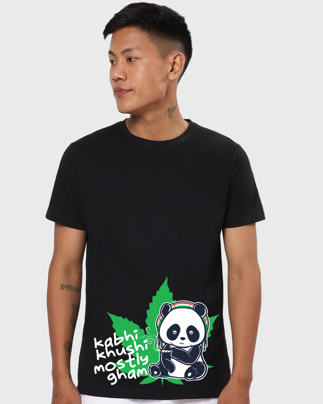 Buy Men's Black Kabhi Khushi Mostly Gham Graphic Printed T-shirt Online ...