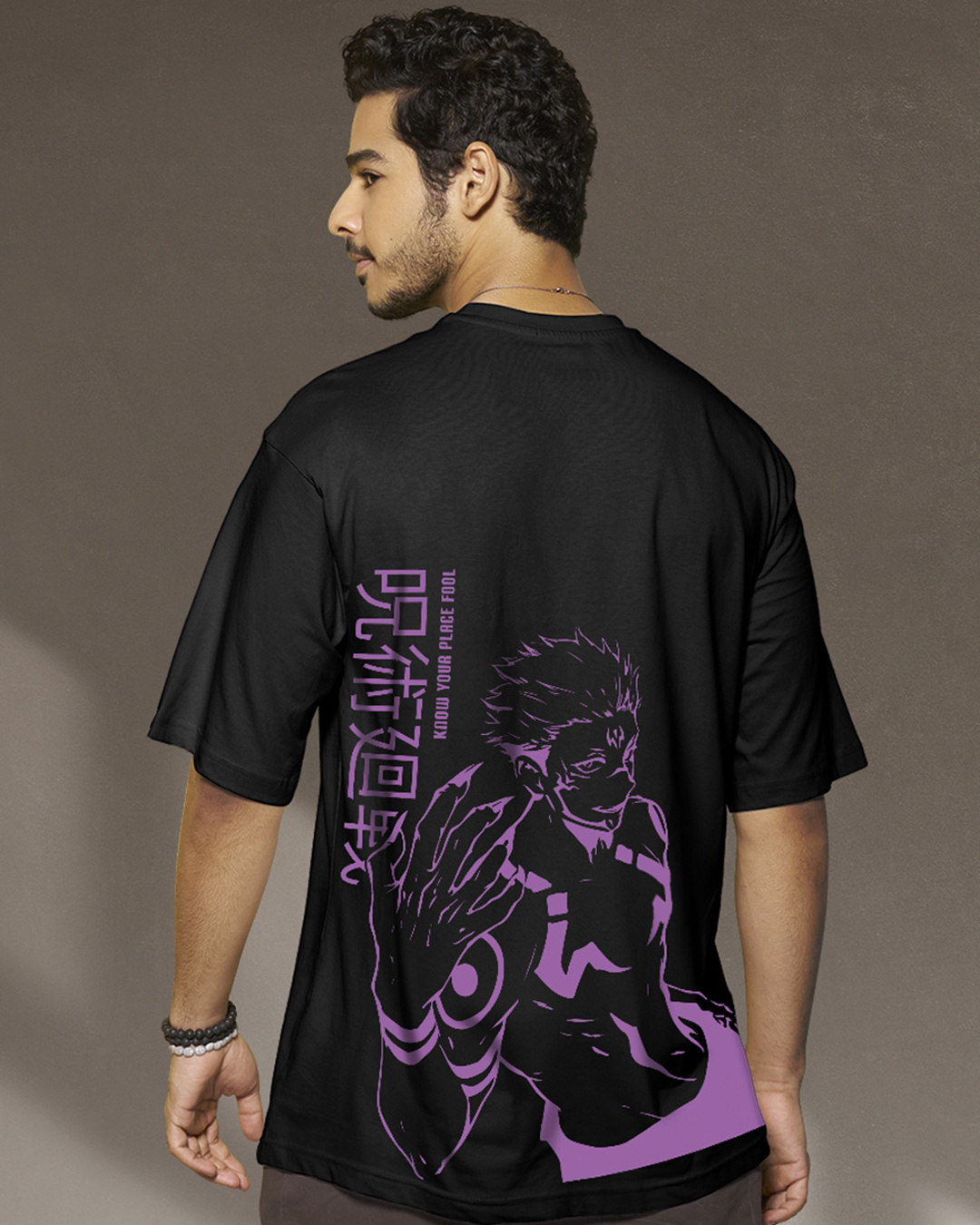 Buy Men's Black Know Your Place Fool Graphic Printed Oversized T-shirt Online at Bewakoof