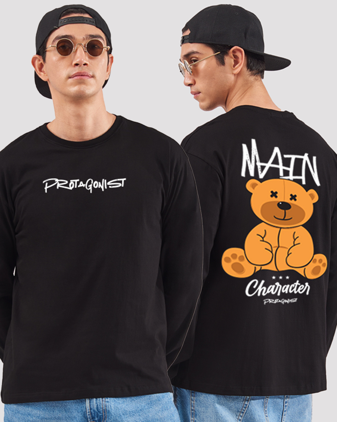 Buy Men's Black Main Character Graphic Printed Oversized T-shirt Online ...