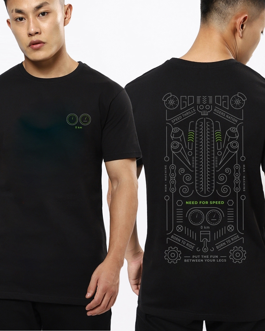 Buy Men's Black Man & Machine Graphic Printed T-shirt Online at Bewakoof
