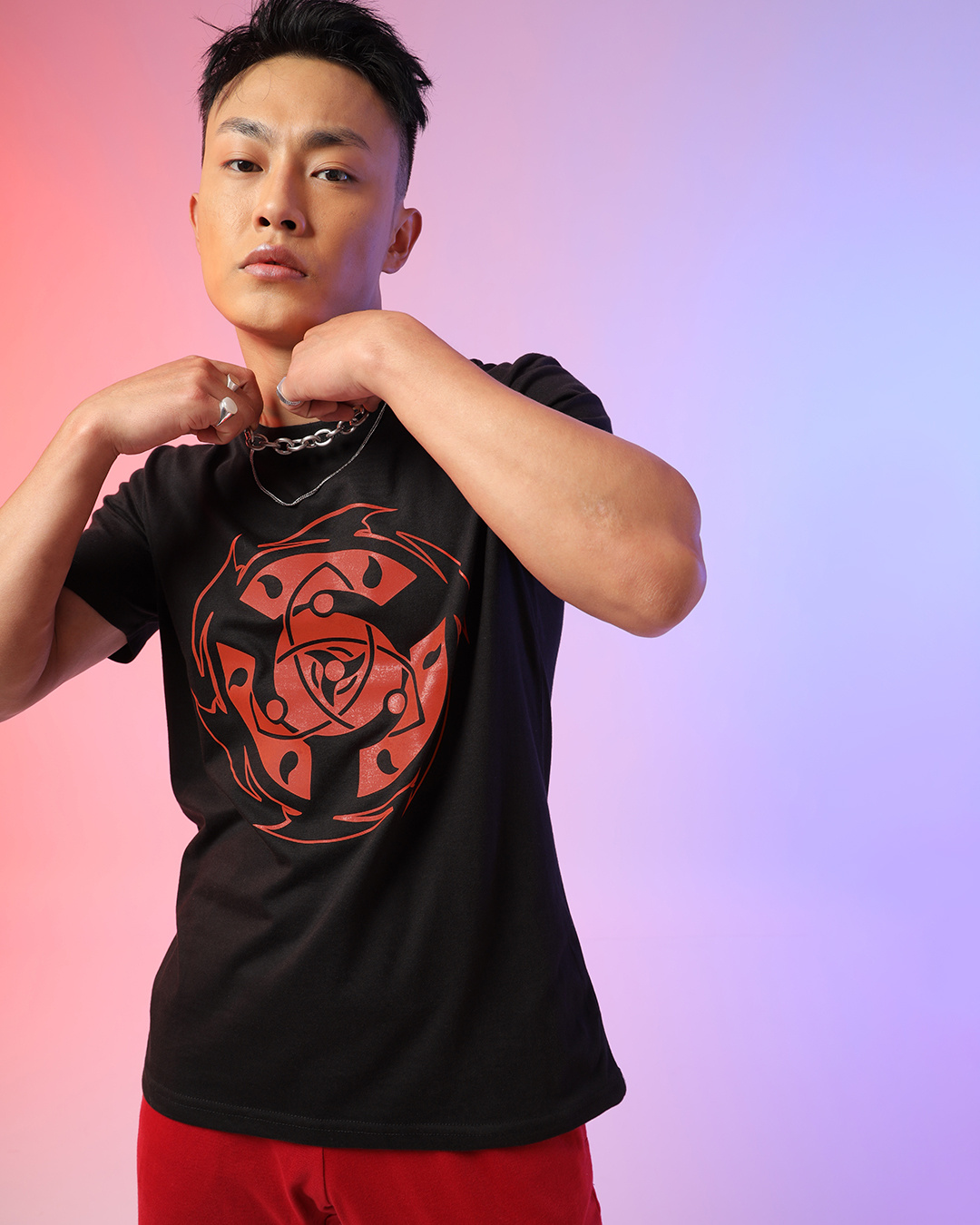 Buy Men's Black Mangekyou Sharingan Graphic Printed T-shirt Online at ...