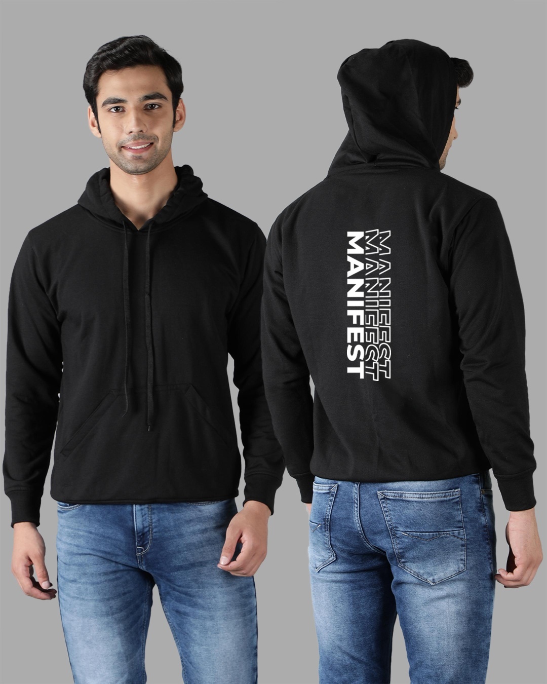 Buy Men's Black Manifest Typography Hoodie Online at Bewakoof
