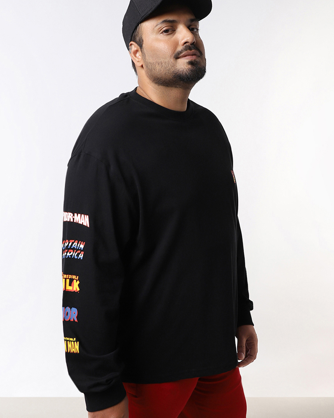 Buy Men's Black Marvel Typography Oversized T-shirt Online at Bewakoof