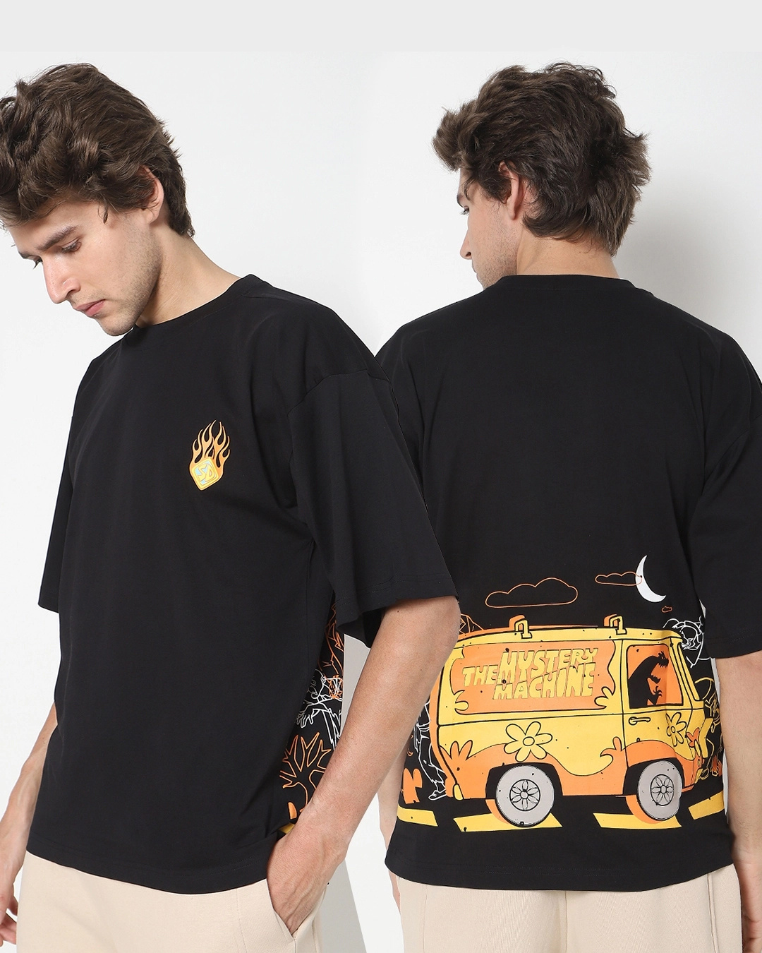 Buy Men's Black Mistery Machine Graphic Printed Oversized T-shirt ...