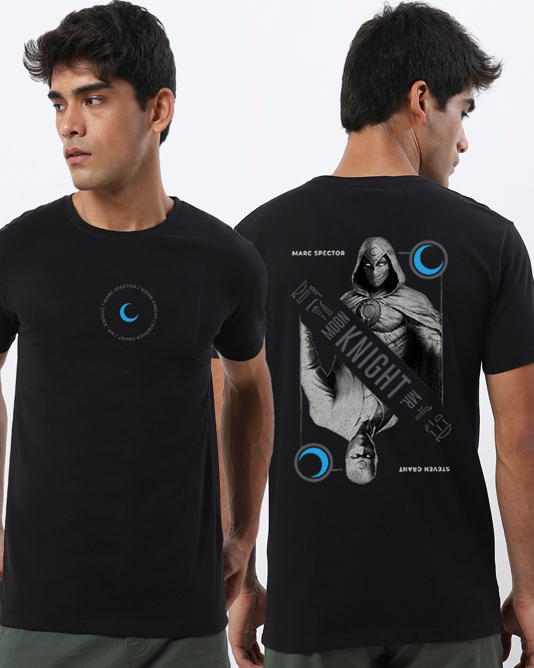 Buy Men's Black Moon Knight X Mr. Knight Back Graphic Printed T-shirt ...