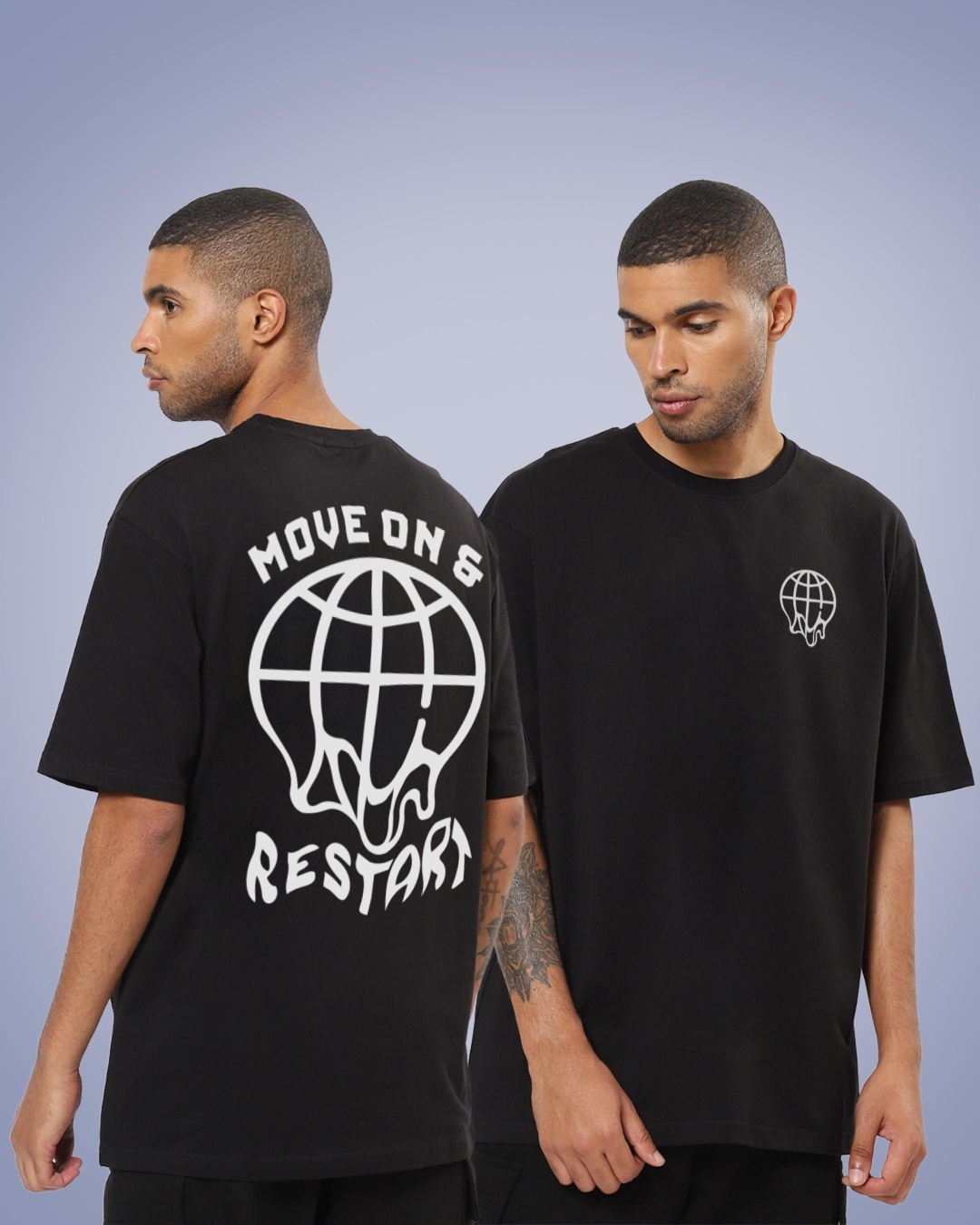Buy Men's Black Move On & Restart Graphic Printed Oversized T-shirt ...
