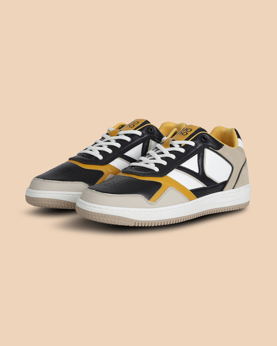 Buy Men's Black & Mustard Yellow Colorblock Sneakers Online in India at ...