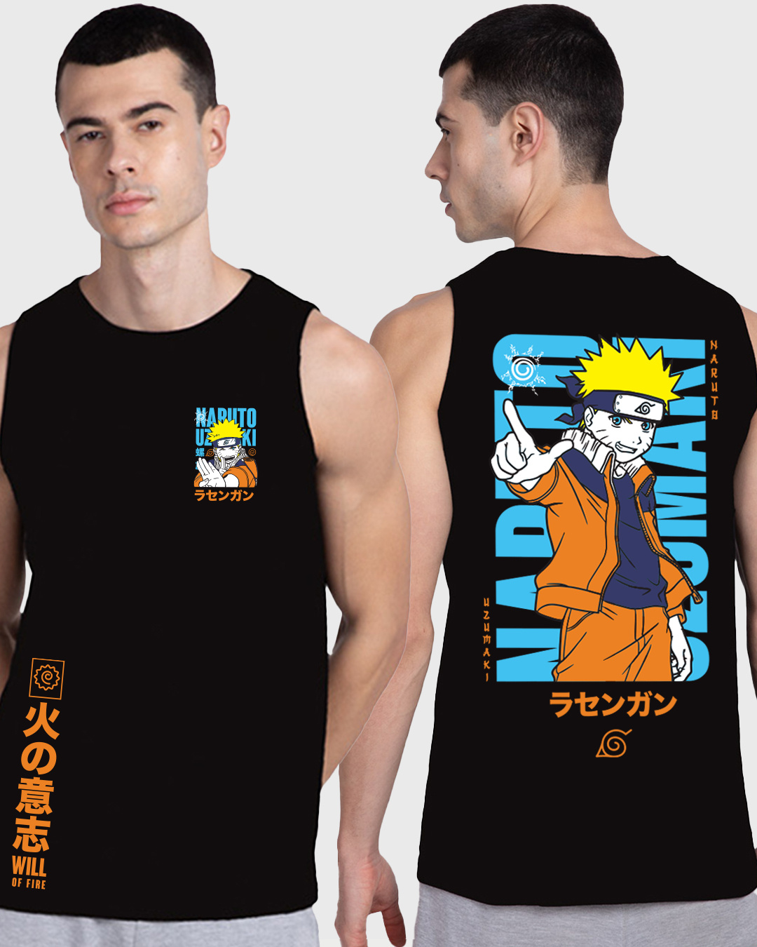 Buy Mens Black Naruto Uzumaki Dattebayo Graphic Printed Vest Online At Bewakoof
