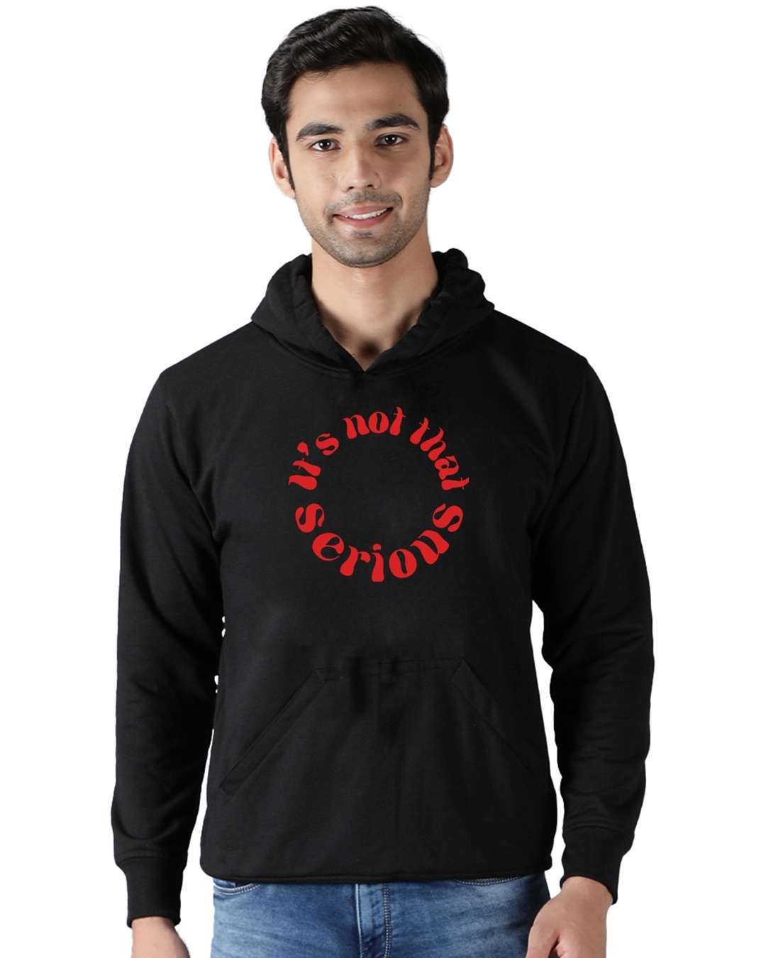 Buy Men's Black Not That Serious Typography Hoodie Online at Bewakoof