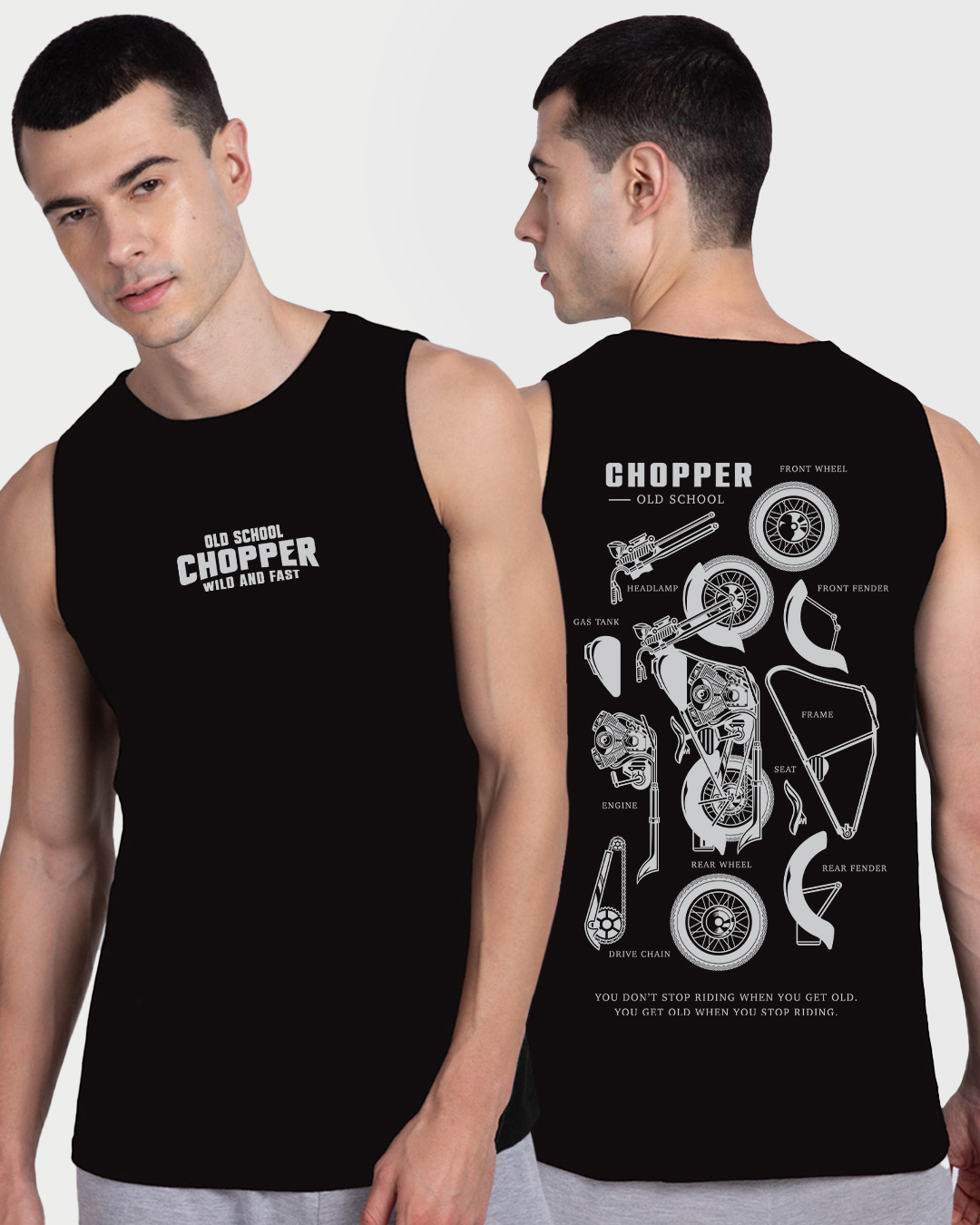 Buy Men's Black Old School Graphic Printed Vest Online at Bewakoof
