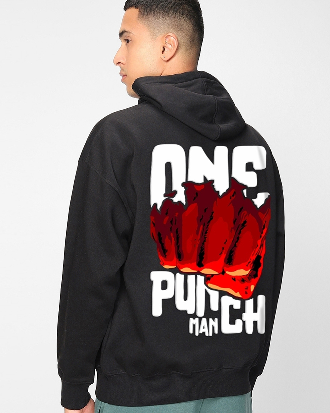 Buy Men's Black One Punch Man Graphic Printed Oversized Hoodies Online ...