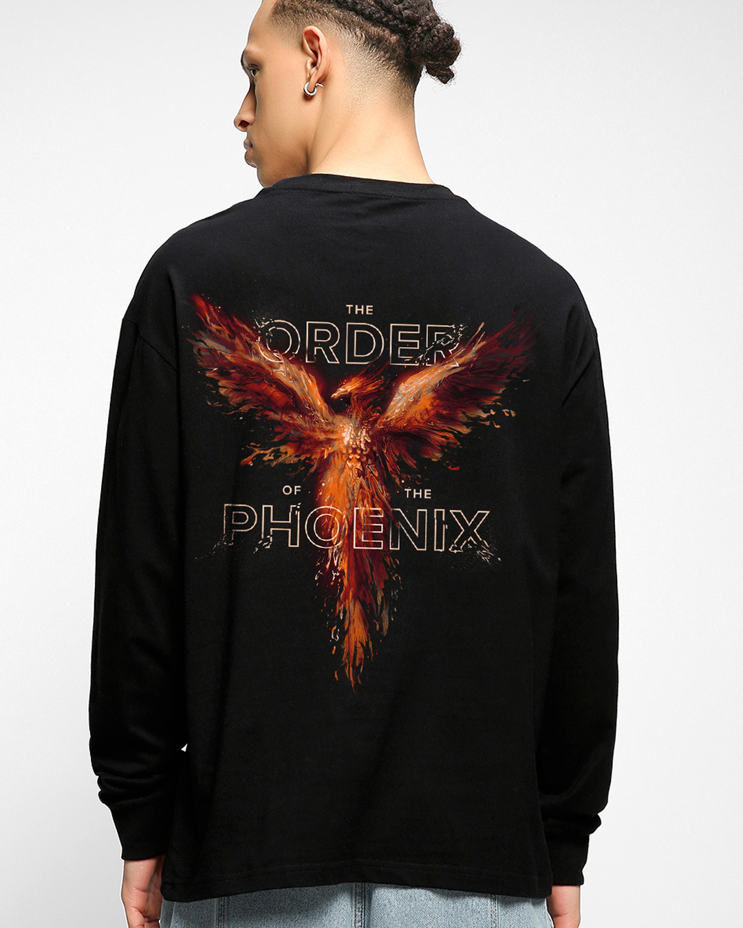 Buy Men's Black Order Of The Phoenix Graphic Printed Oversized T-shirt ...