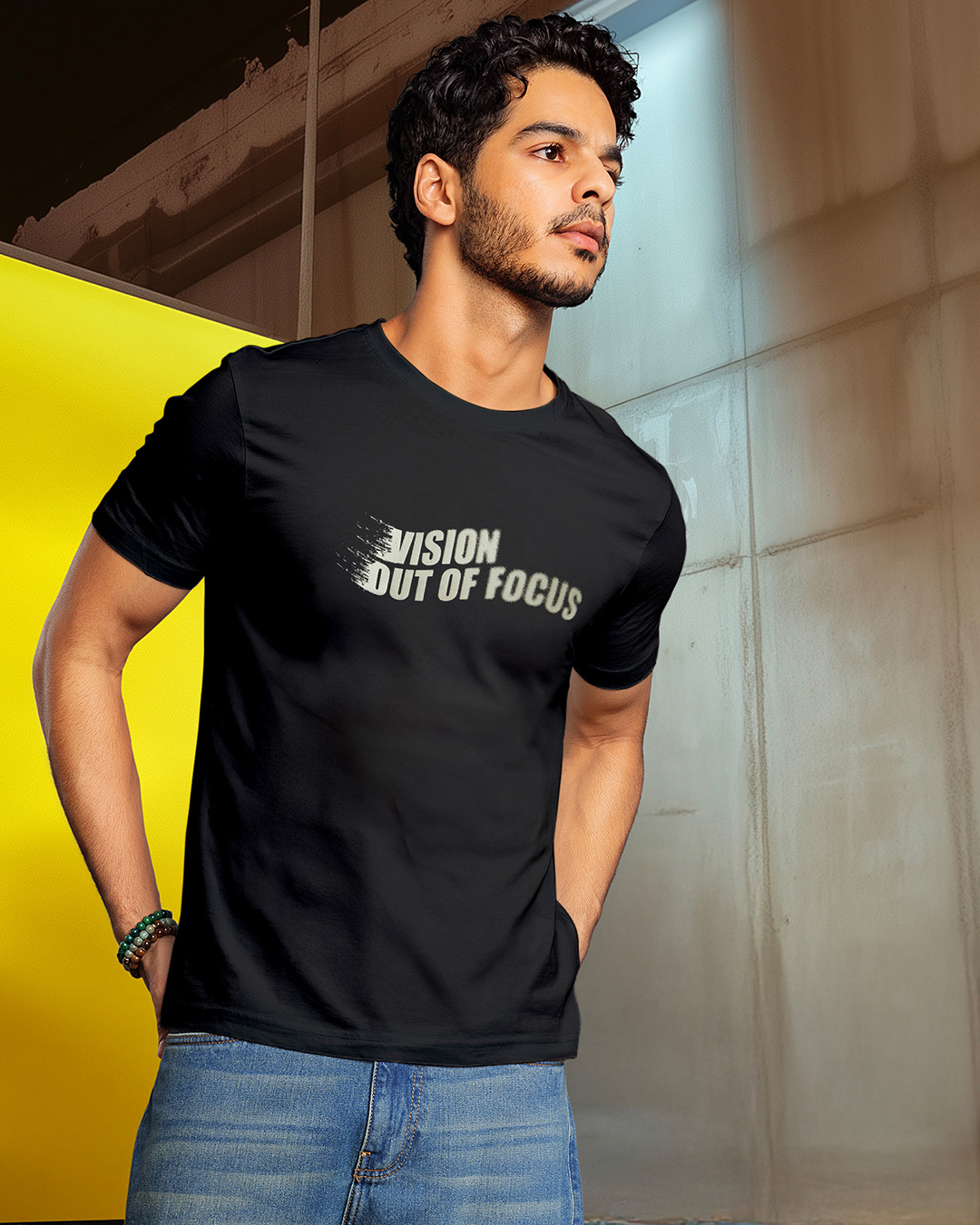 Buy Men's Black Out of Focus Typography T-shirt Online at Bewakoof