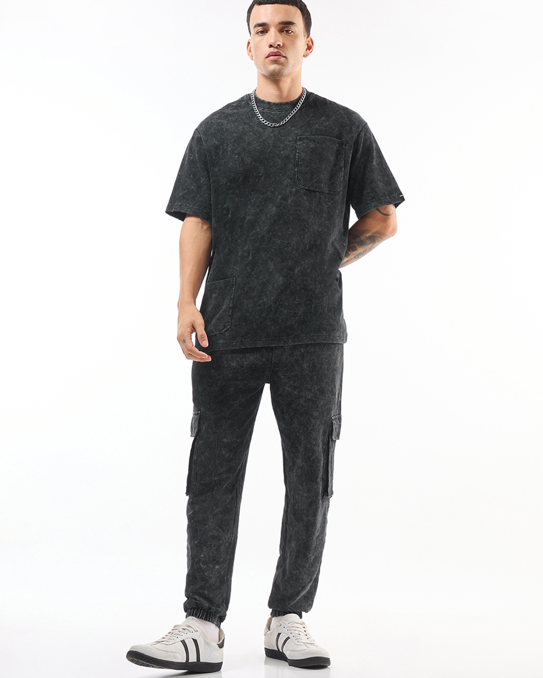 Buy Men's Black Oversized Acid Wash Co-ordinates Online in India at ...