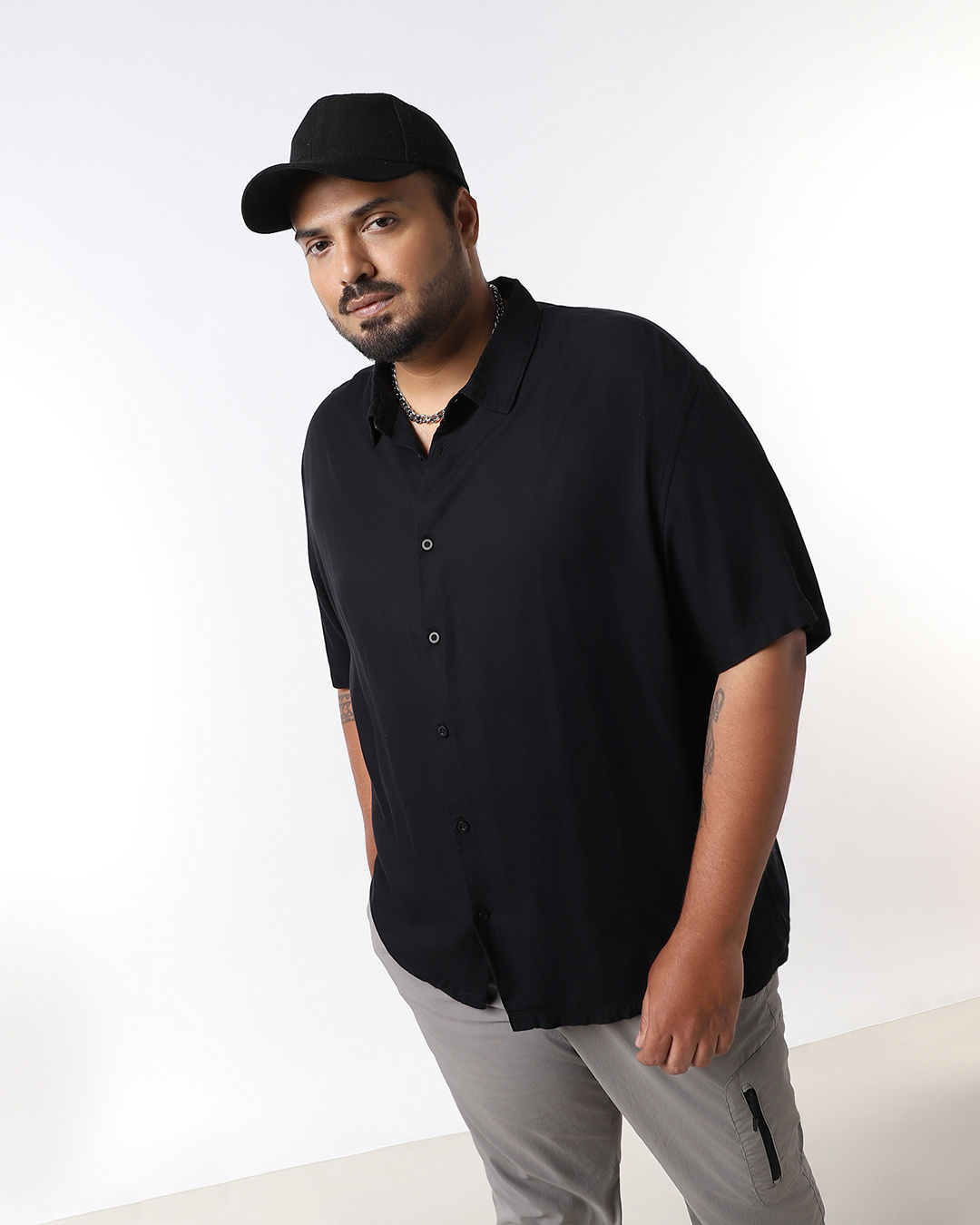 Buy Men's Black Oversized Plus Size Shirt Online at Bewakoof