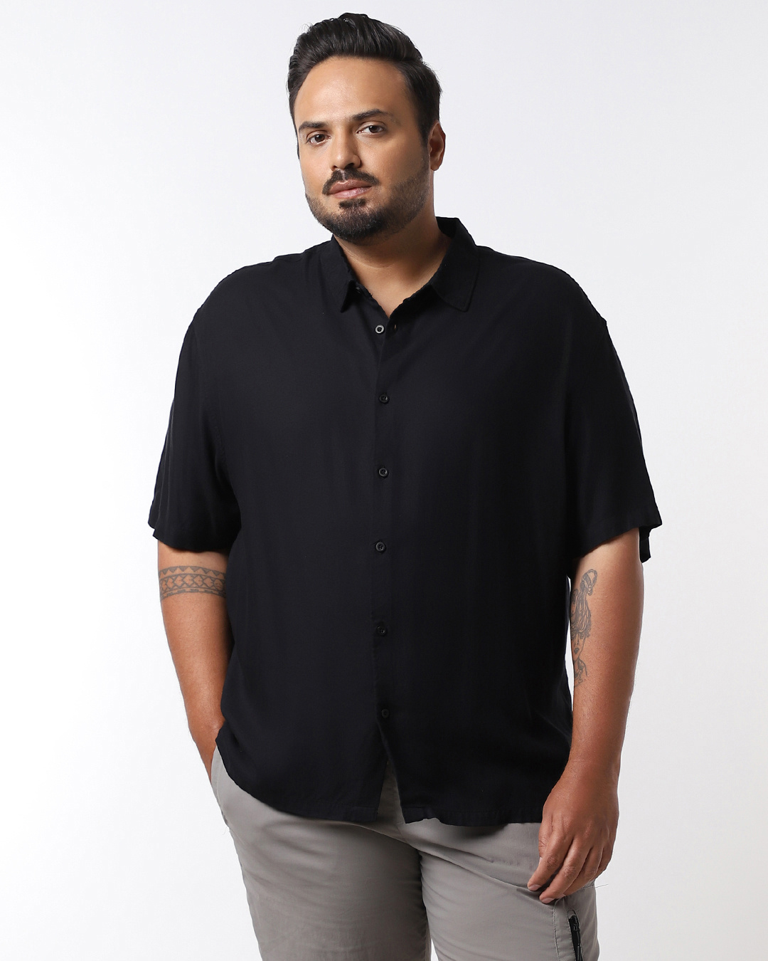 Buy Men's Black Oversized Plus Size Shirt Online at Bewakoof