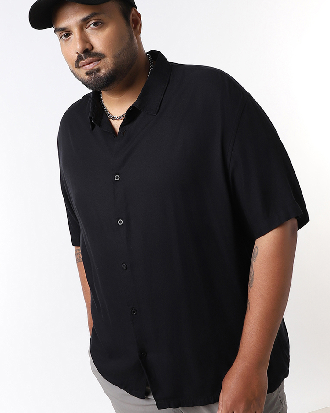 Buy Men's Black Oversized Plus Size Shirt Online at Bewakoof