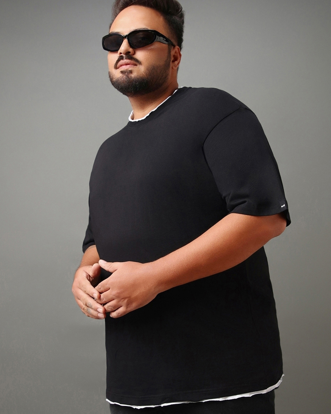 Buy Men's Black Oversized Plus Size T-shirt Online at Bewakoof