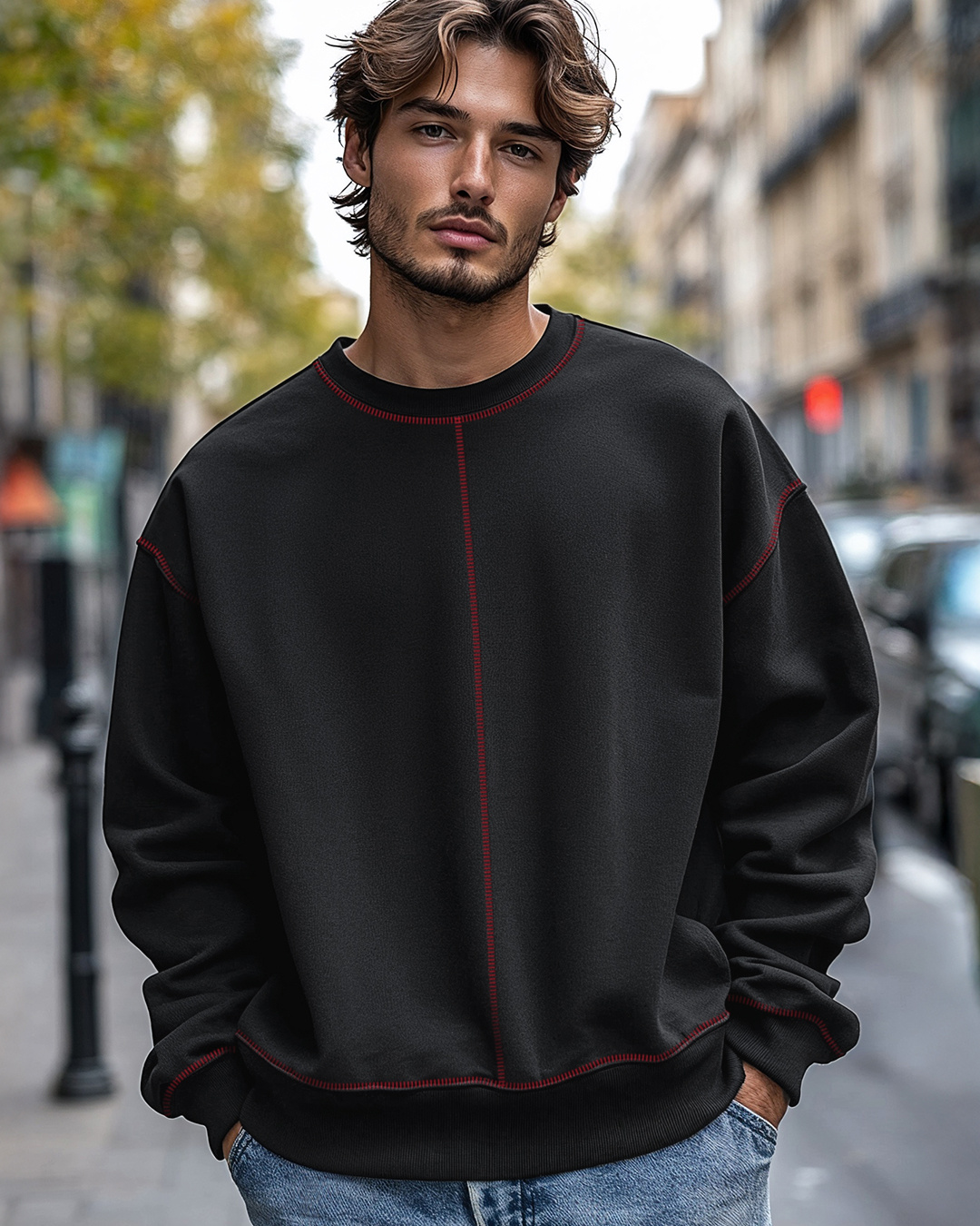 Buy Men's Black Oversized Sweatshirt Online at Bewakoof