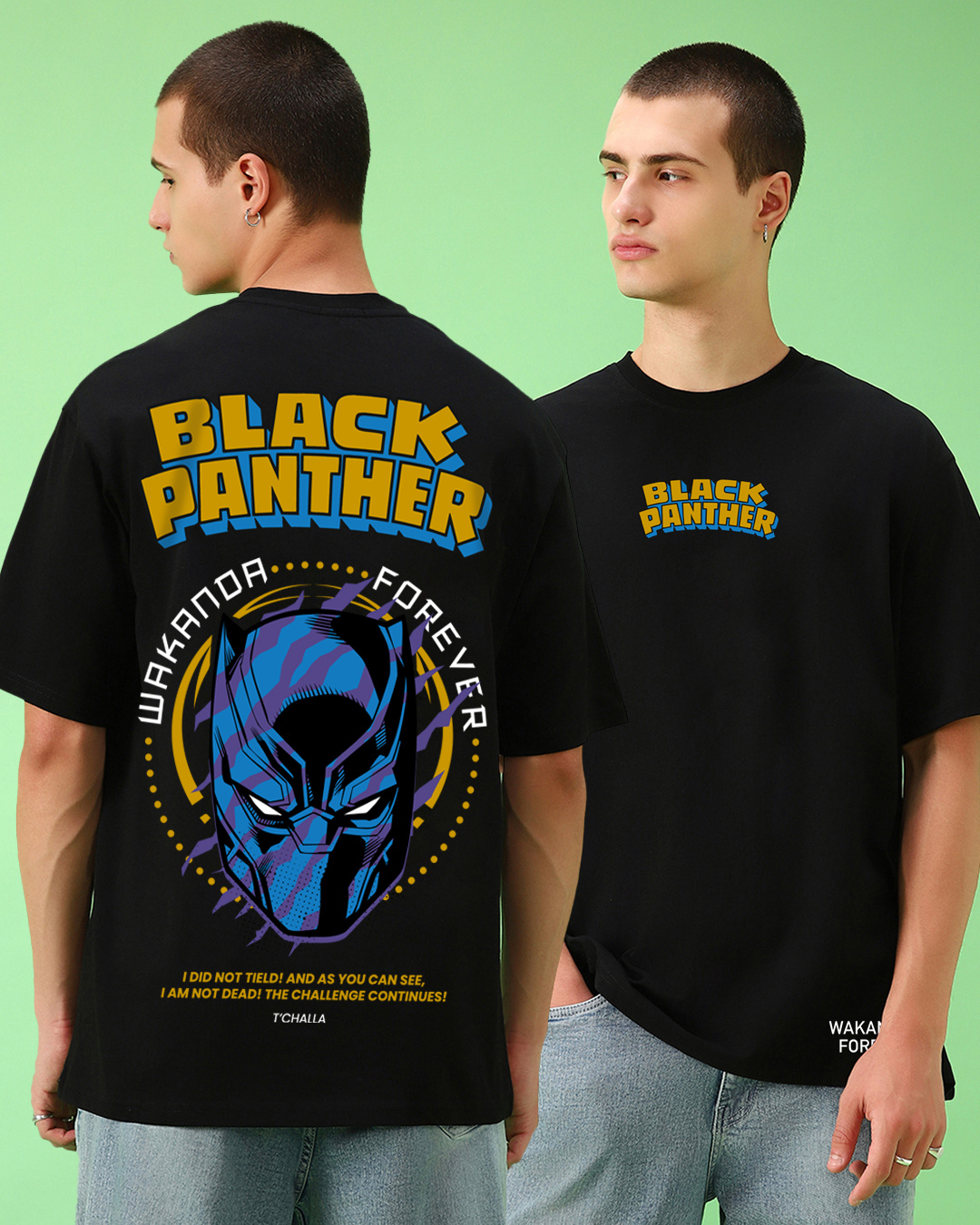 Buy Men's Black Panther Graphic Printed Oversized T-shirt Online at ...