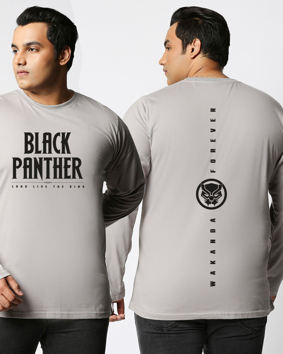 Buy Men's Grey Black Panther Typography Plus Size T-shirt Online at Bewakoof