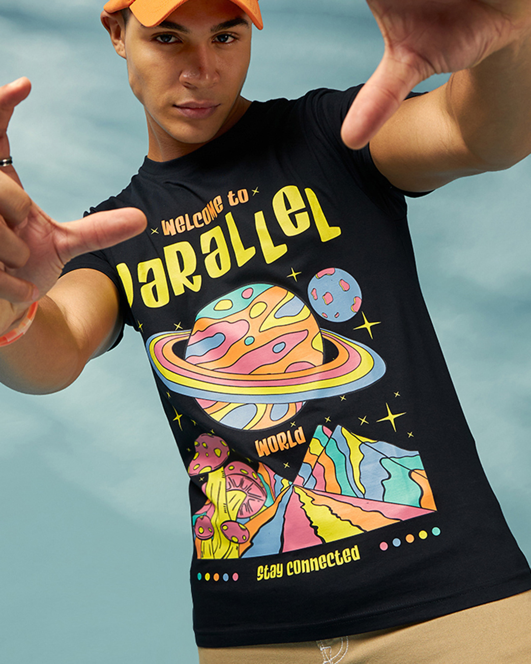 Buy Men's Black Parallel World Graphic Printed T-shirt Online at Bewakoof