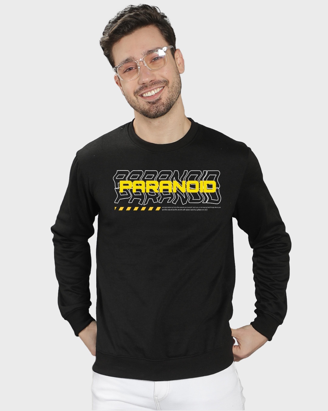 Buy Men's Black Paranoid Typography Sweatshirt Online at Bewakoof