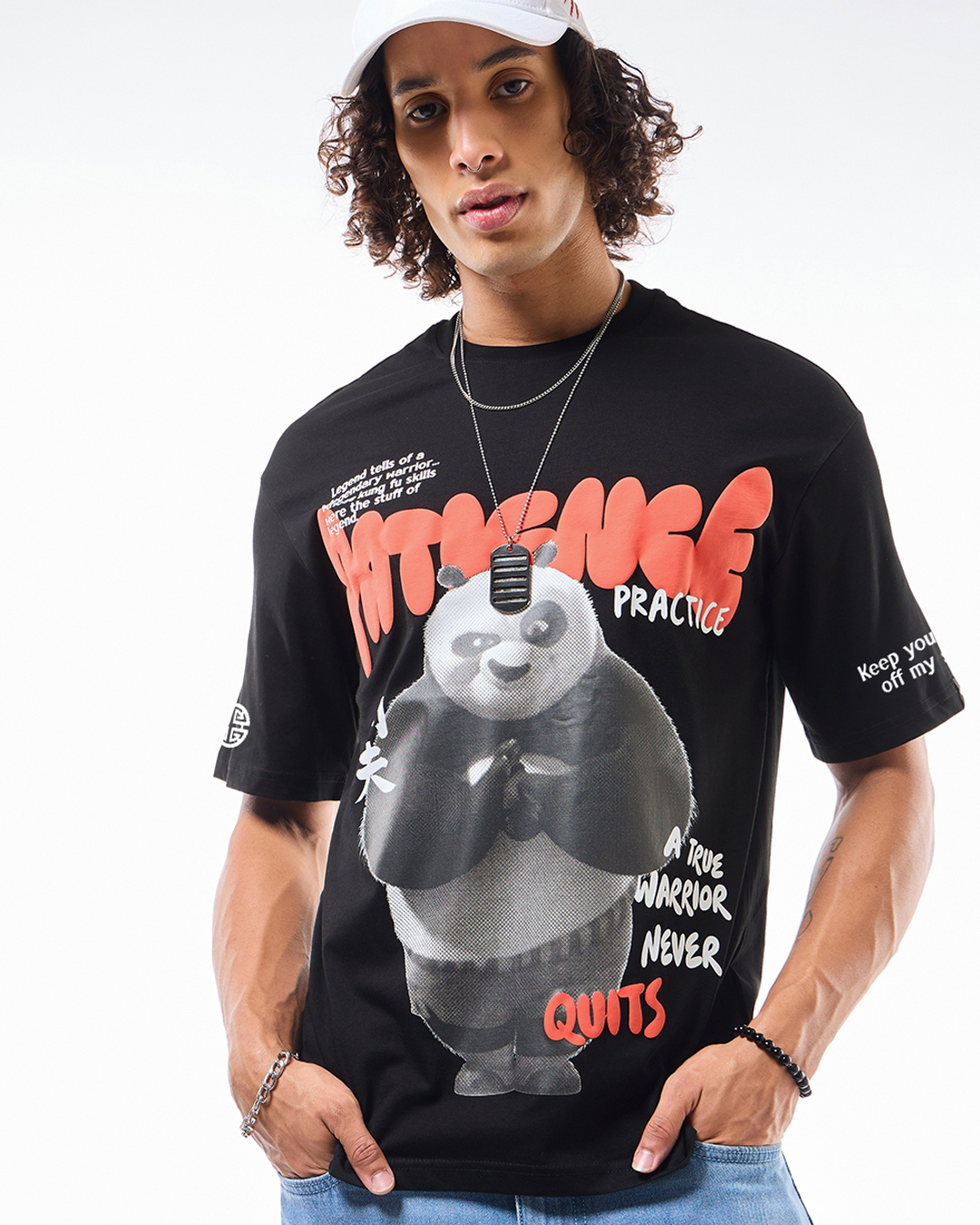 Buy Men's Black Patience is the Key Graphic Printed Oversized T-shirt ...